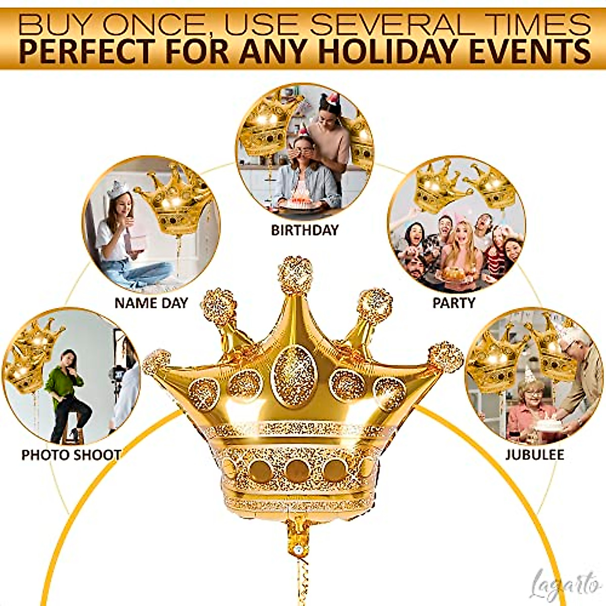 3 Pcs Crown Balloons Gold Foil - Crown Shape Balloons Halloween Decoration Foil Christmas Balloons - Gold Anniversary Balloons Princess Birthday Decorations Happy Birthday Balloon Royal Party Supplies