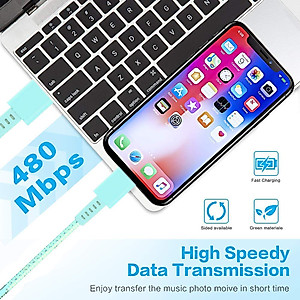 sharllen iPhone Charger Cables iPhone Cords 5 Pack 3/3/6/6/10FT Nylon Braided iPhone Lightning Cable Fast USB Charging Cable Long Cord Compatible iPhone11/Xs/Max/XR/X/8/8P/7/6/5/iPad/iPod Green