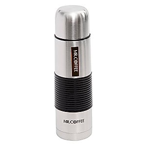 Mr Coffee Javelin 16 oz Thermal Bottle-Silicone Sleeve, 1, Brushed Stainless Steel