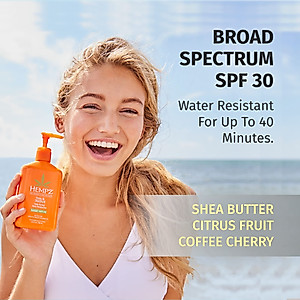 Hempz Yuzu & Starfruit Daily Herbal Lotion with Broad Spectrum SPF 30 - Fragranced, Paraben-Free Sunscreen and Moisturizer with 100% Natural Hemp Seed Oil for Women - Premium Skin Care Products