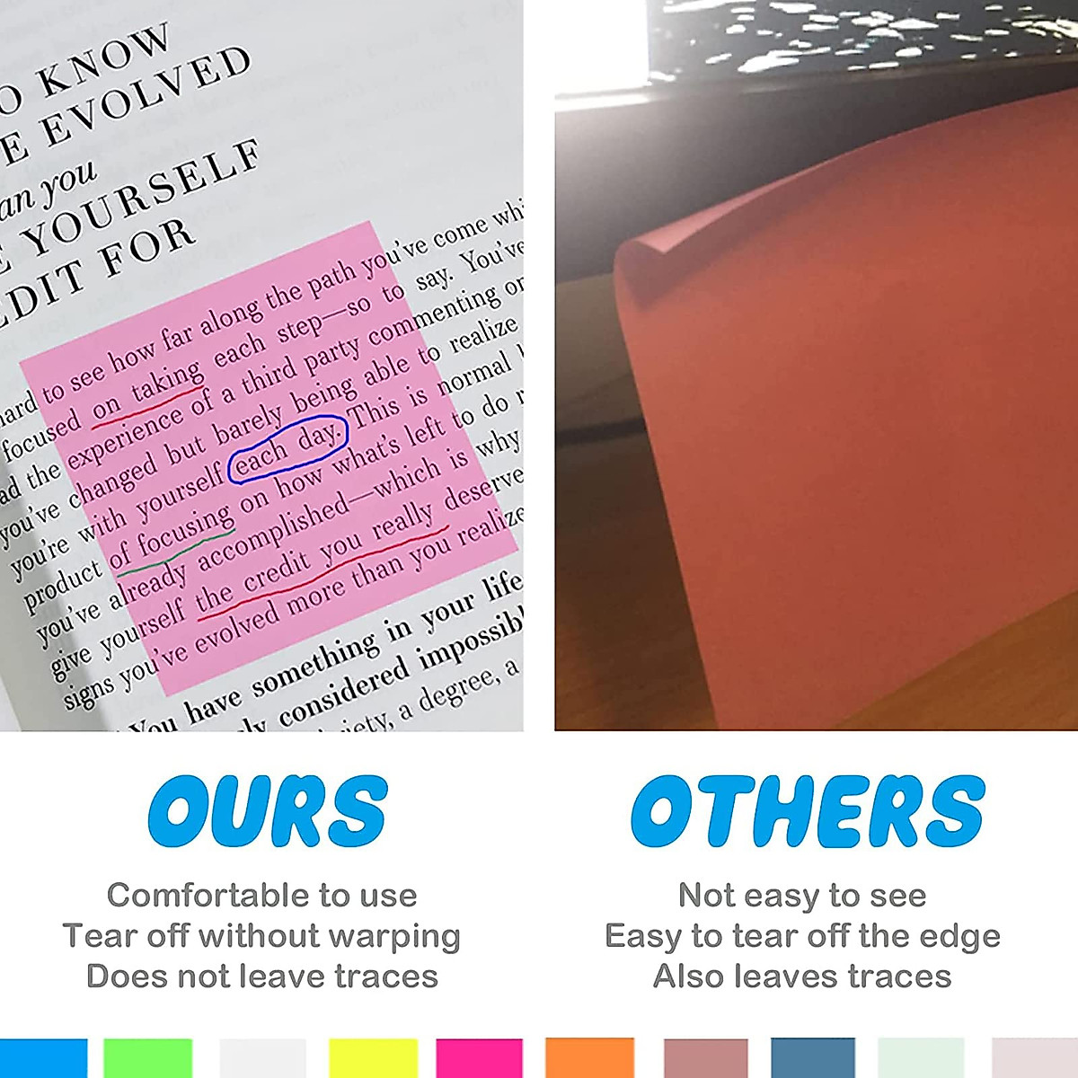 550 Pcs Transparent Sticky Notes, 3x3" Clear Sticky Notes with Marker, 2023 Planner XURISEN 9 Pack 2X Sticking Power Translucent Sticky Note Pads for Book Notes Highlights, Clean Removal