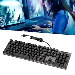 Byged PC Gaming Keyboard RGB, 104 Keys USB Keyboard Metal Gaming Keyboard Backlight Wired Keyboard with Long Service Life, for PC Gamers