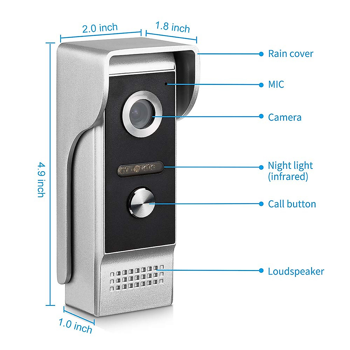 AMOCAM Video Intercom System, 7 Inche Monitor Wired Video Door Doorbell Kit, Outdoor IR Camera Door Intercom, Support Monitoring, 2-Way Intercom Unlocking for Home