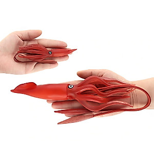 Gemini&Genius Squids Marine Animal World Toys, Realistic Hand Painted Squid and Cub Set Ocean Action Figures Beach, Bath, Swimming Toys for Kids Role Play and Cake Topper