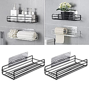 ArdioPlax 2 Pack Bathroom Storage Organizers Shower Caddy, Adhesive Bathroom Shelf with Removable Hooks, No Drilling Strong Wall Mounted Racks for Shower, Kitchen, Toilet and Dorm