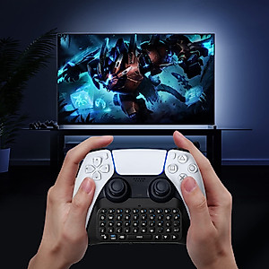 MoKo Keyboard for PS5 Controller, PS5 Bluetooth Wireless Mini Keyboard Chatpad for PlayStation 5 Controller, Game Keypad Built-in Speaker with 3.5mm Audio Jack for Messaging and Game Live Chat, Black