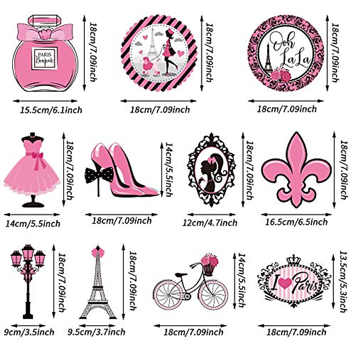 30 Pieces Paris Party Decorations, Pink Paris Party Hanging Swirl Ooh La La Eiffel Tower Sign Foil Ceiling Streamers Decor for Paris Birthday Theme Party Girl Party Baby Shower Supplies