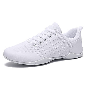 LANDHIKER White Cheer Shoes Girls Youth Cheerleading Shoes Fashion Sports Shoes Training Athletic Shoes Flats Dance Girls Size
