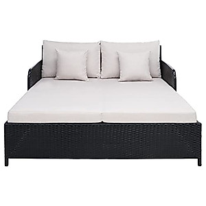Safavieh Outdoor Collection PAT7500 Daybed, Black/Light Grey