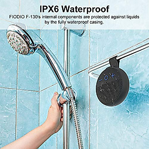 Fiodio IPX6 Waterproof Portable Speakers with HD Sound Subwoofer, Built in Mic, Outdoor Compact Wireless Shower Travel Speaker for Sports, Pool, Beach, Hiking and Camping, Black