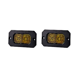 Diode Dynamics Stage Series 2in SAE Yellow Pro Flush Mount LED Pod (pair), Combo w/Amber Backlight