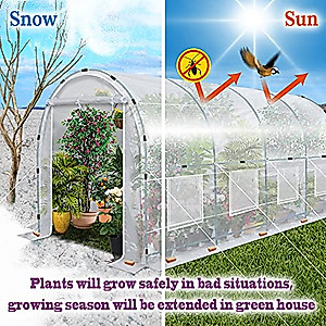 YardGrow Half Transparent Walk-in Plant Greenhouse Heavy Duty Garden Tunnel Tent with ABS Clamps (16'X7'X7')