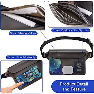 GLBSUNION IPX8 Waterproof Pouch Bag with Adjustable Waist Strap-Screen Touchable Dry Bag with Adjustable Belt for Phone Valuables for Beach Swimming Snorkeling Boating Fishing Kayaking (2 Pack)