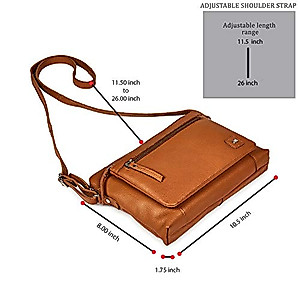 Wise Owl Accessories Small Soft Pebbled Real Leather Crossbody Handbags & Purses - Triple Zip Premium Sling Crossover Shoulder Bag for Women (Cognac Nappa)
