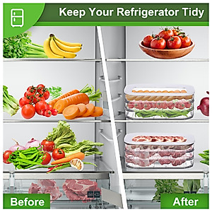 Deli Meat Container for Fridge, Lunch Meat Container for Refrigerator, Cold Cuts Storage Containers for Fridge, Stackable Three-layer Bacon Storage Container for Fridge with 2 Serving Tongs, BPA Free