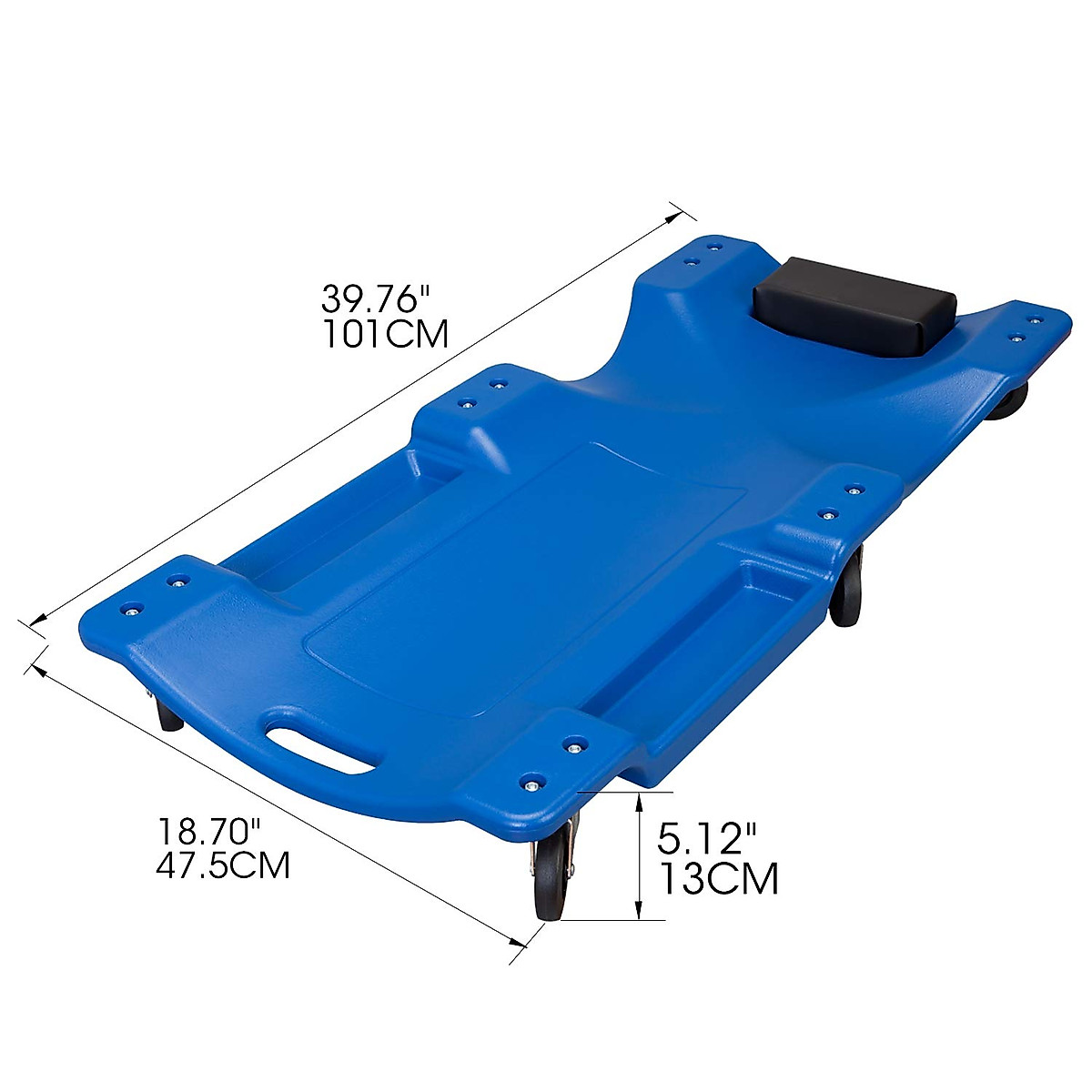 TCE ATR6300U Torin Rolling Creeper Garage/Shop Seat: Padded Mechanic Stool with Tool Tray Storage, Blue
