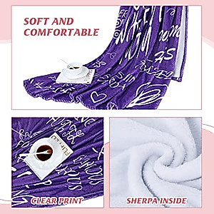 Century Star 60" x 80" Blankets Gifts for Mom Mom Gifts for Birthday Gifts from Daughter Son Mothers Day Ever Christmas Presents Purple Flower