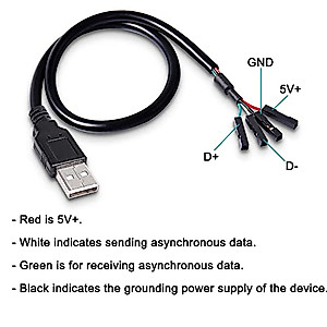 MEIRIYFA USB 2.0 A to USB 4 Pin Dupont Motherboard Header Adapter, USB Male to 4Pin Female 28AWG Extender Cable -30CM (2Pack)