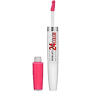 Maybelline Super Stay 24, 2-Step Liquid Lipstick Makeup, Long Lasting Highly Pigmented Color with Moisturizing Balm, Pink Goes On, Neon Pink, 1 Count
