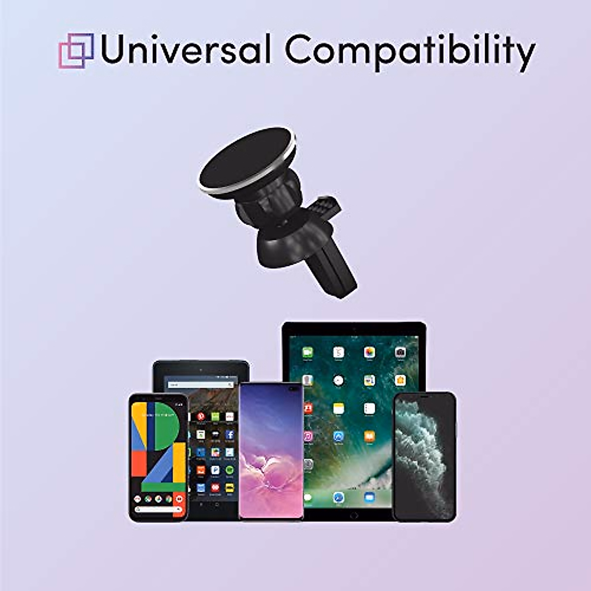 TALK WORKS Air Vent Magnetic Cell Phone Car Mount Compatible w/iPhone 13/Pro/Pro Max, 14/Plus/Pro/Pro Max, 11/Pro/Max, XR, XS/Max, X, 8, 7, Android, Samsung - 360 Rotation Holder (Black, Pack of 2)