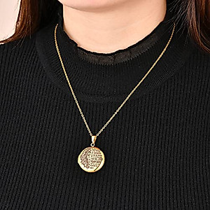 UTHOSMDO Be Strong Lion Bible Cover - Joshua 1:9, That Can Holds Pictures, Engraved English Bible Lords Necklace (Gold)