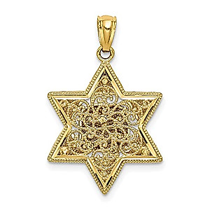 14K Two Tone Gold Star of David Jewish Magen Necklace Judaica Religious Pendant Israel Charm Only