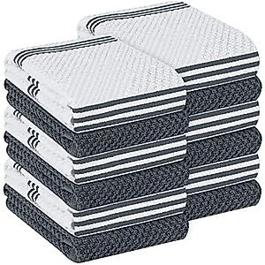 Oakias Terry Dish Cloths Grey (12 Pack, 12 x 12 Inches) – Cotton Dish Towels – Highly Absorbent & Quick Drying Kitchen Towels – Pop Corn Style…