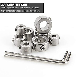 304 Stainless Steel Stop Bit Collar Set Drill Tool for 3mm, 4mm, 5mm, 6mm, 7mm, 8mm, 9mm, 10mm Diameter Drill Bits 8Pcs by ROOCBIT
