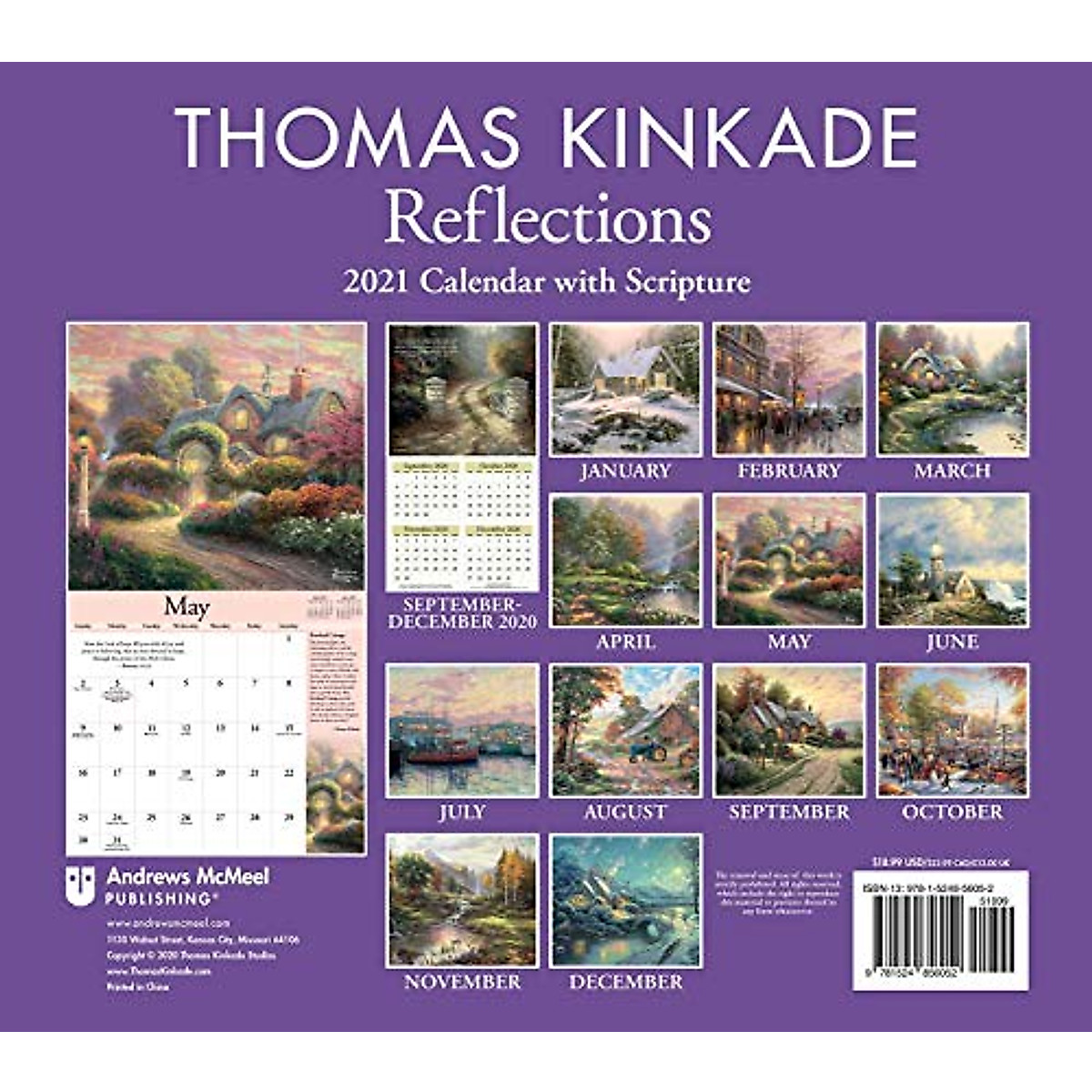 Thomas Kinkade Special Collector's Edition with Scripture 2021 Deluxe Wall Calen: Reflections