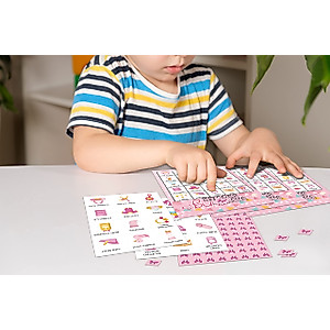 ZEDEV Bingo Cards for Party Supplies, Pink Shower Bingo Game, Party Games with 24 Players, Family Activities, Party Favors Gifts for Adults - pink05