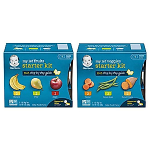Gerber My 1st Fruits and Veggies Stage 1 Baby Food Starter Pack Bundle, 2 items, 2 Ounce Tubs, (12 Tubs Total)