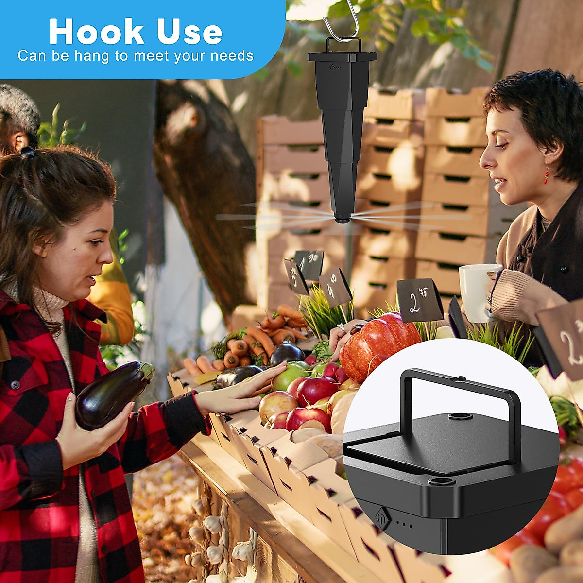 JEMULICE 4PCS Table Food Fans,2000MAH Portable Food Spinner Retractable,3 adjustment Speeds Indoor Outdoor Fan,with Holographic Blades, BBQ,Party,Home Kitchen Fans