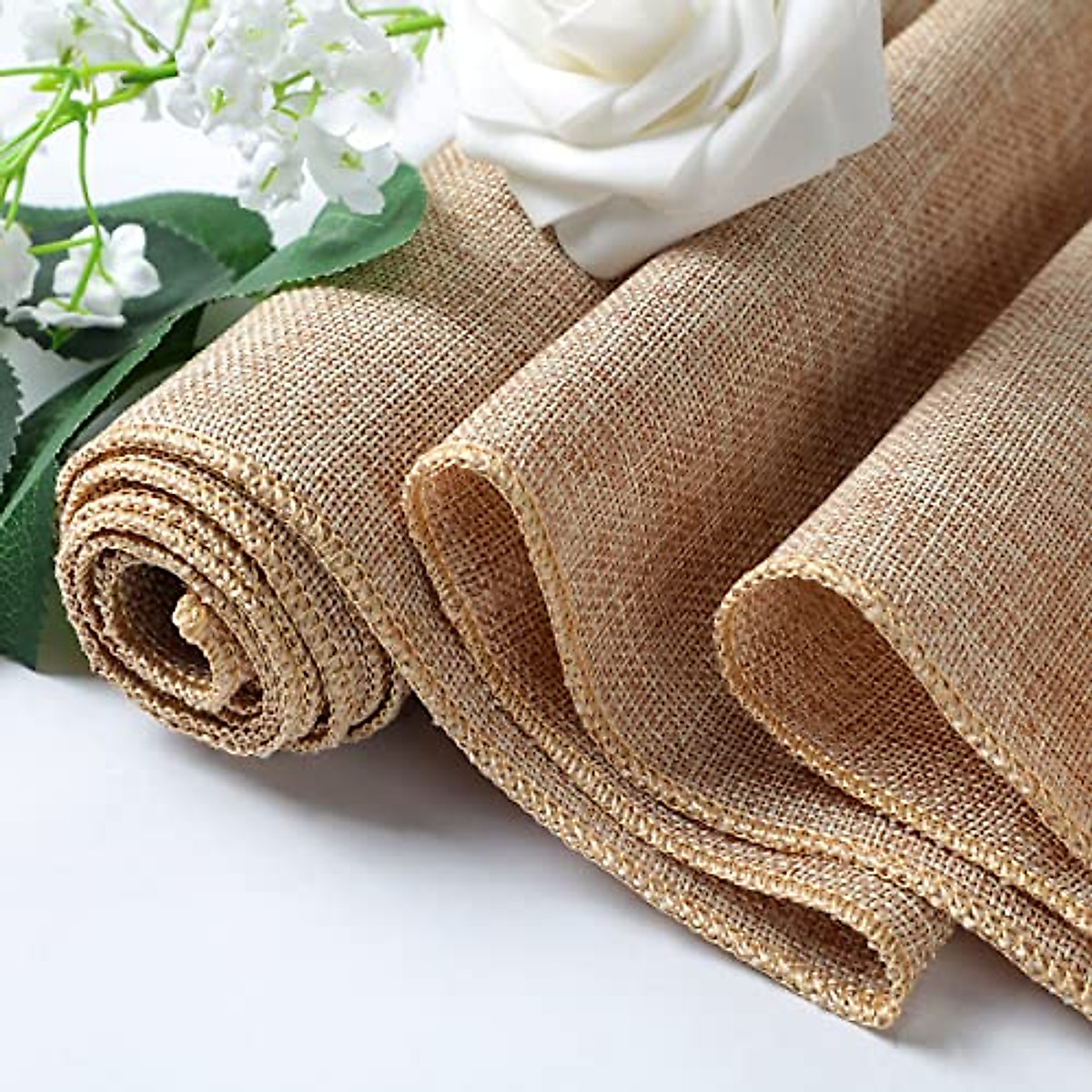 6 Pcs Burlap Table Runner Rustic Linen Table Runner Farmhouse Table Decor Burlap Woven Fabric Burlap Fabric Placemat Rustic Long Roll Wedding Home Decor for Coffee Table Christmas, 11.8 x 70.9 Inch