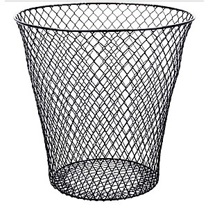 ESSENTIALS Wire Mesh Round Waste Basket | Trash Can Mesh Round Open Top Wastebasket | Recycling Bins Garbage Waste Baskets | Wire Mesh Desk Trash Can | 3-Pack Office Trash Cans (Black)