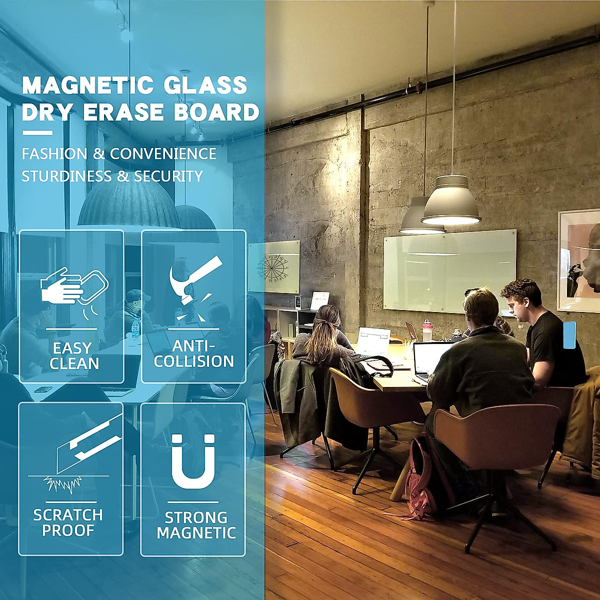 Magnetic Glass Whiteboard, 36"x48"(90x120cm) Frameless Dry Erase Board White Board Surface Wall Mounted for Office, Classroom & Home