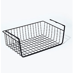 RoomForLife - 2 Pack Under Shelf Organization Baskets - Color Black - Slips on any Shelf/Cabinet - Kitchen Closet Laundry More