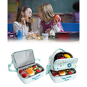 MOHCO Kids Lunch Bag Insulated Bento Cooler Bag Two compartments Cooler for Boys and Girls with Adjustable Strap Travel Lunch Tote