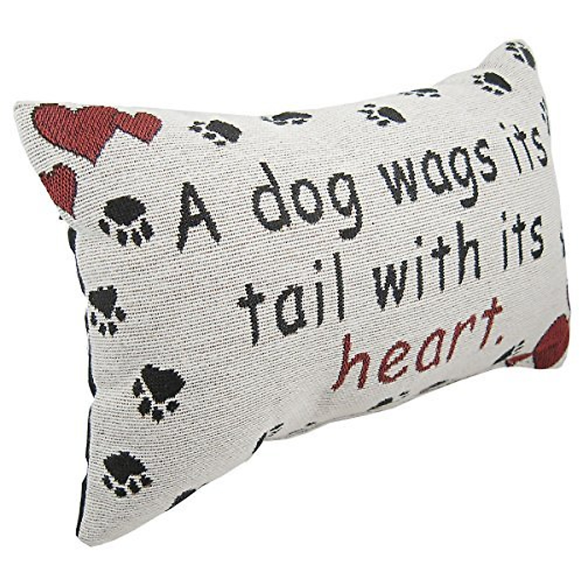A Dog Wags Its Tail With Its Heart Throw Pillow - USA Made - 12-1/2 by 8-1/2-Inch