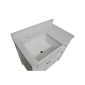 Yorkshire 36-inch Farmhouse Bathroom Vanity (Engineered Marble/White): Includes White Cabinet with Engineered Marble Countertop and White Apron Sink