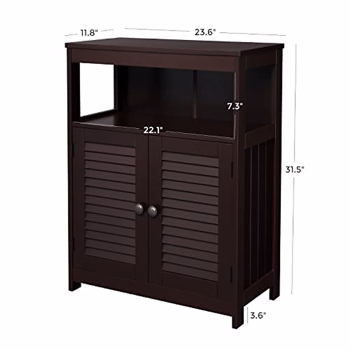 VASAGLE Bathroom Floor Cabinet, Freestanding Bathroom Storage Cabinet with Double Shutter Doors and Adjustable Shelf, for Living Room, Entryway, Kitchen, Brown UBBC40BR