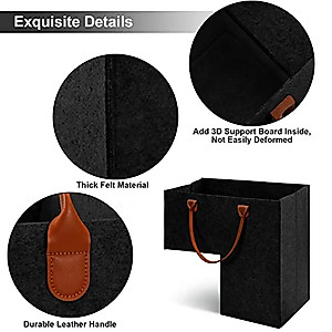 Stair Basket with Leather Handles | Staircase Baskets for Carpeted Stairs and Wooden Stairs | L-Shape Stair Storage Organizer for Home and Office Decor