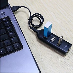 Hub USB 2.0 4-Port Distributor for PC Notebook Computer Notebook Receiver Computer Peripheral Accessories (Black)