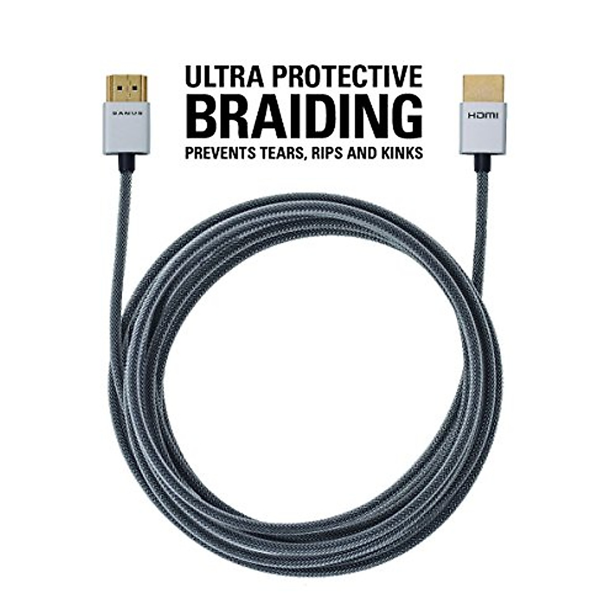 Sanus Super Slim 4' HDMI Cable - 4 Feet - 18 Gbps High-Speed Supports Full 1080P, 4K, UltraHD, 3D, Ethernet, and Audio Return Channel - SOA-SH4