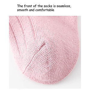 BEHELE Baby Girls Knee High Socks Toddlers Newborn Infant Bow Princess Dress Dance Knit Socks Tube Ruffled Uniform Stockings (0-6 Months)