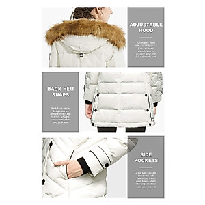 Orolay Women's Hooded Slim Puffer Jacket Quilted Mid Length Winter Down CoatWhite L