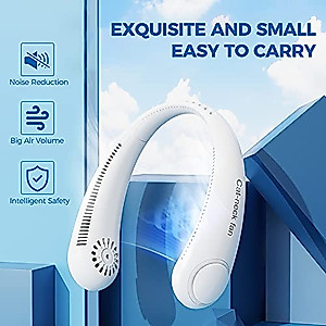 Neck Fan Rechargeable Hands Free Mini Fan Portable Bladeless 360°Surround Cooling Fan with 3 Level Air Flow for Sports, Office