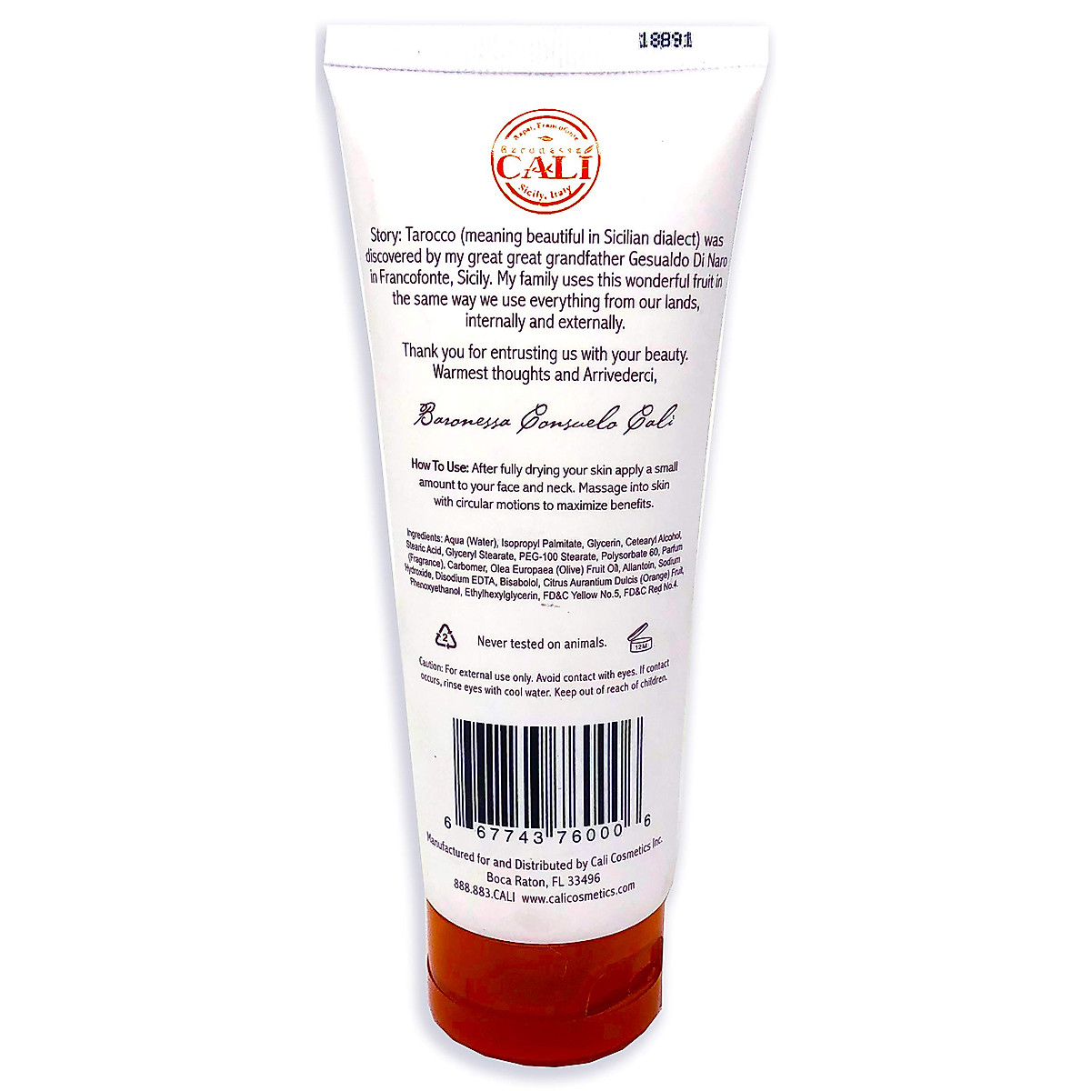 Baronessa Cali Tarocco Sicilian Blood Orange After Shave Balm 4 Ounce