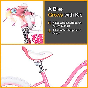 Royalbaby Stargirl Kids Girls Bike Bicycle with Basket Training Wheels Kickstand 16 Inch Pink