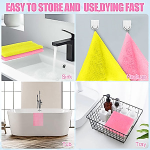 African Net Sponge Long Net Bath Sponge Exfoliating Shower Body Scrubber Back Scrubber Skin Smoother Body Exfoliating Cloth Nylon Bathing Scrubber for Men Women for Daily Use (Lake Blue Pink Yellow)