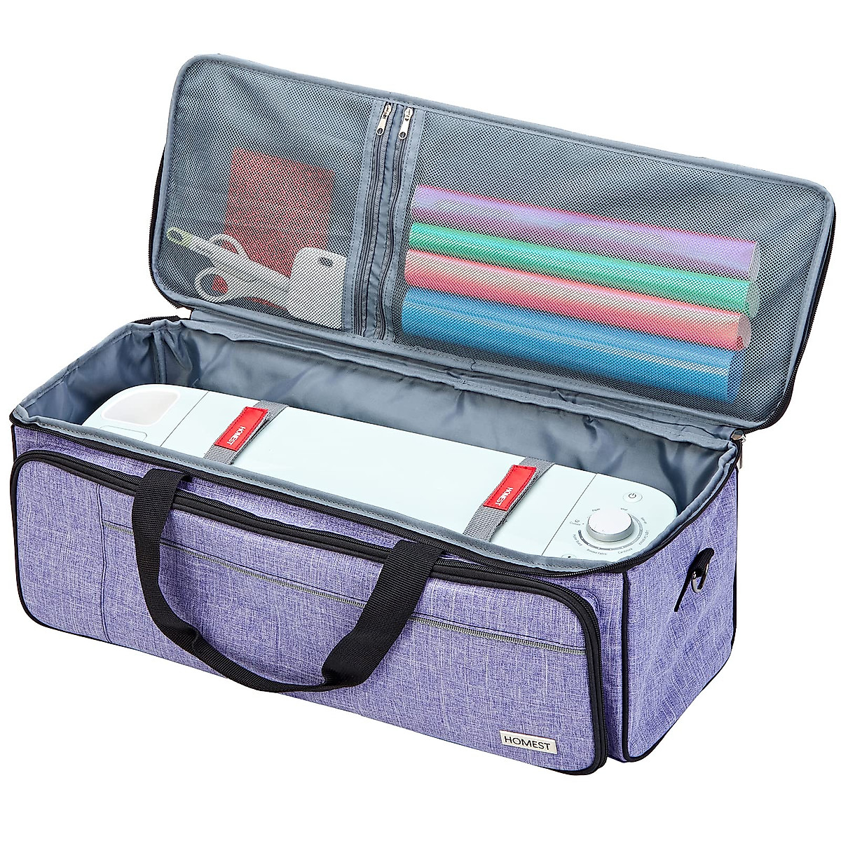HOMEST Carrying Case with Mat Pocket for Cricut Maker 3, Cricut Explore Air 2, Cricut Maker, Cricut Explore 3, Large Front Pockets for Accessories and Supplies, Purple